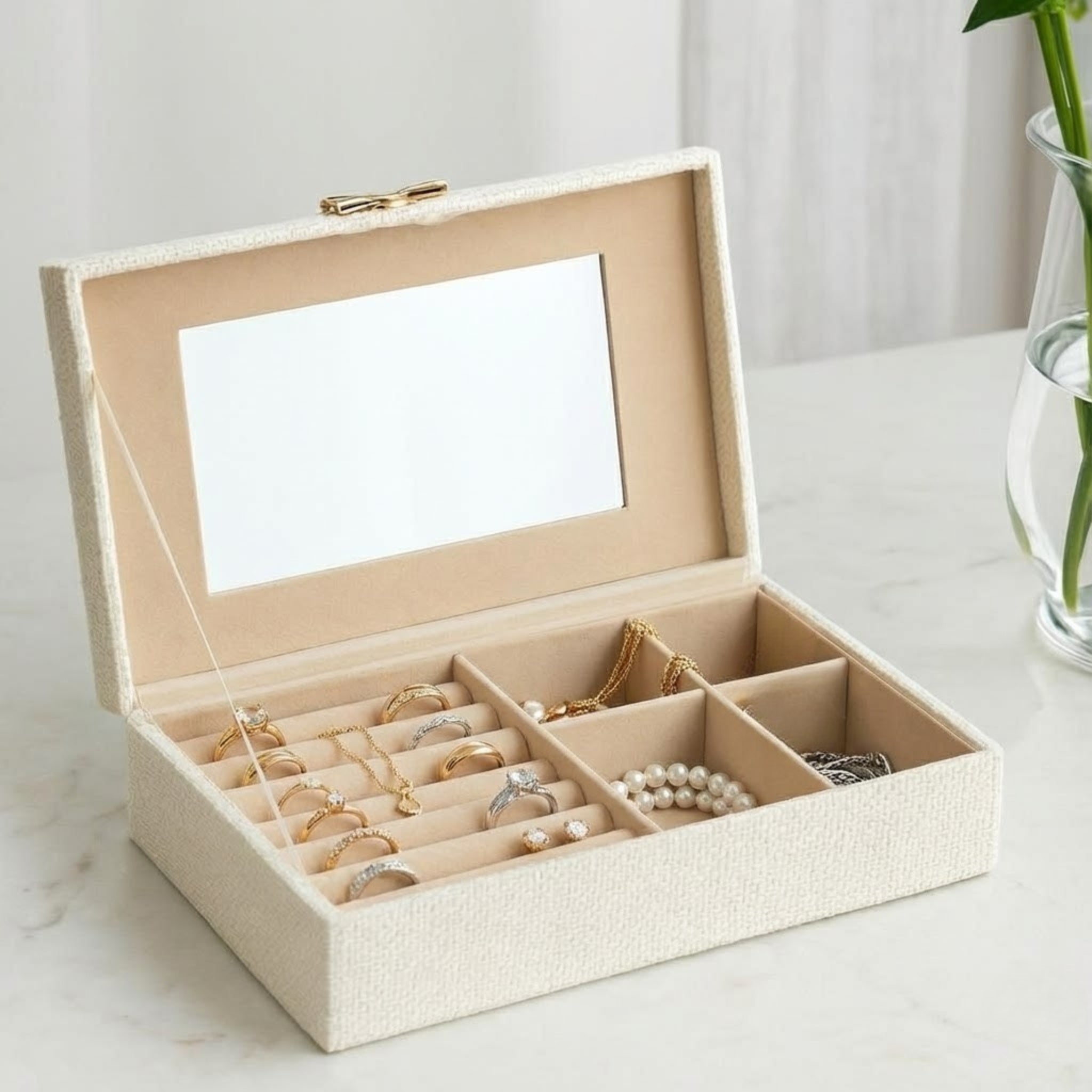 Szkatułka na biżuterię z kokardą, 25 x 7,5 x 15,5 cm – EDAXO